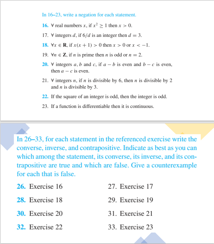 Solved [please help me exercise 31 ﻿and 33 ]In 26-33, ﻿for | Chegg.com