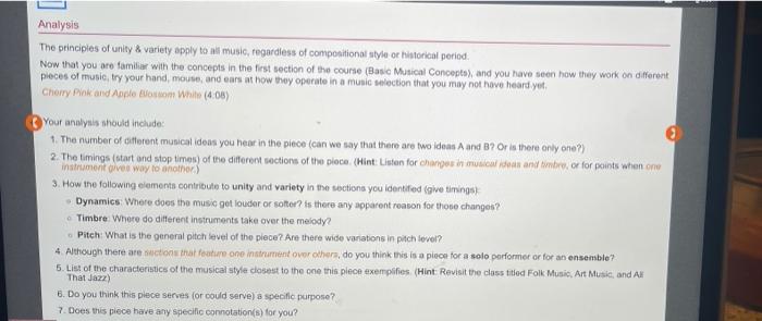 Analysis The principles of unity & variety apply to | Chegg.com