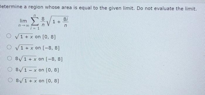Solved Determine a region whose area is equal to the given | Chegg.com Solved Determine a region whose area is equal to the given | Chegg.com