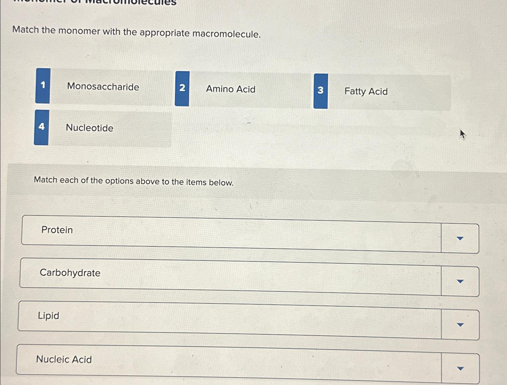 Solved Match the monomer with the appropriate | Chegg.com Solved Match the monomer with the appropriate | Chegg.com