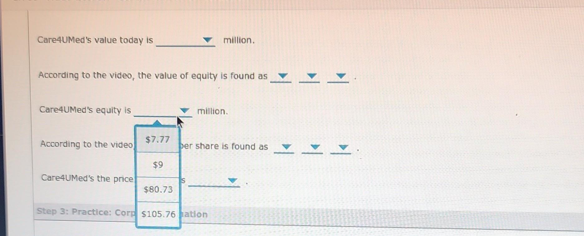 Solved Care4UMed's horizon value is million. According to | Chegg.com