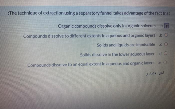 Solved :The technique of extraction using a separatory | Chegg.com