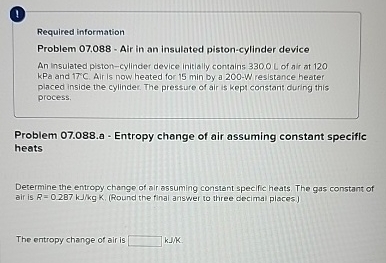 Solved (1)Required informationProblem 07,088 - ﻿Air in an | Chegg.com