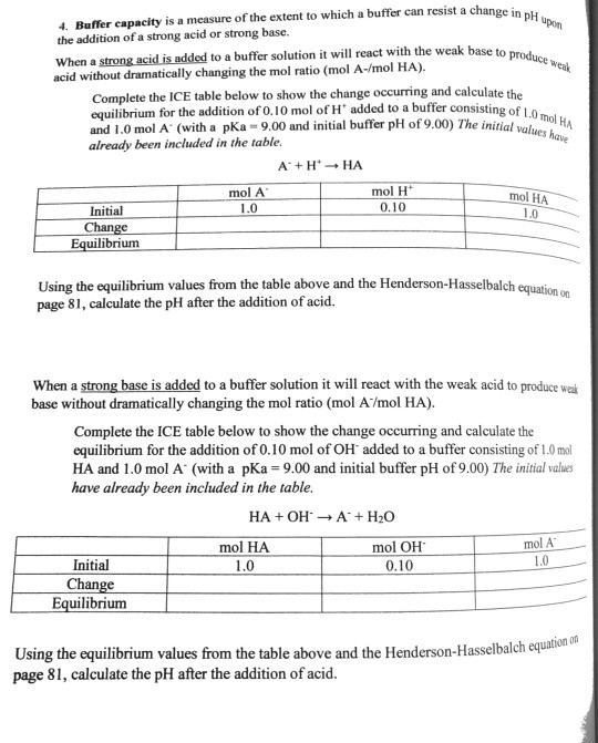 Solved 1. Use the Henderson-Hasselbalch equation to perform | Chegg.com