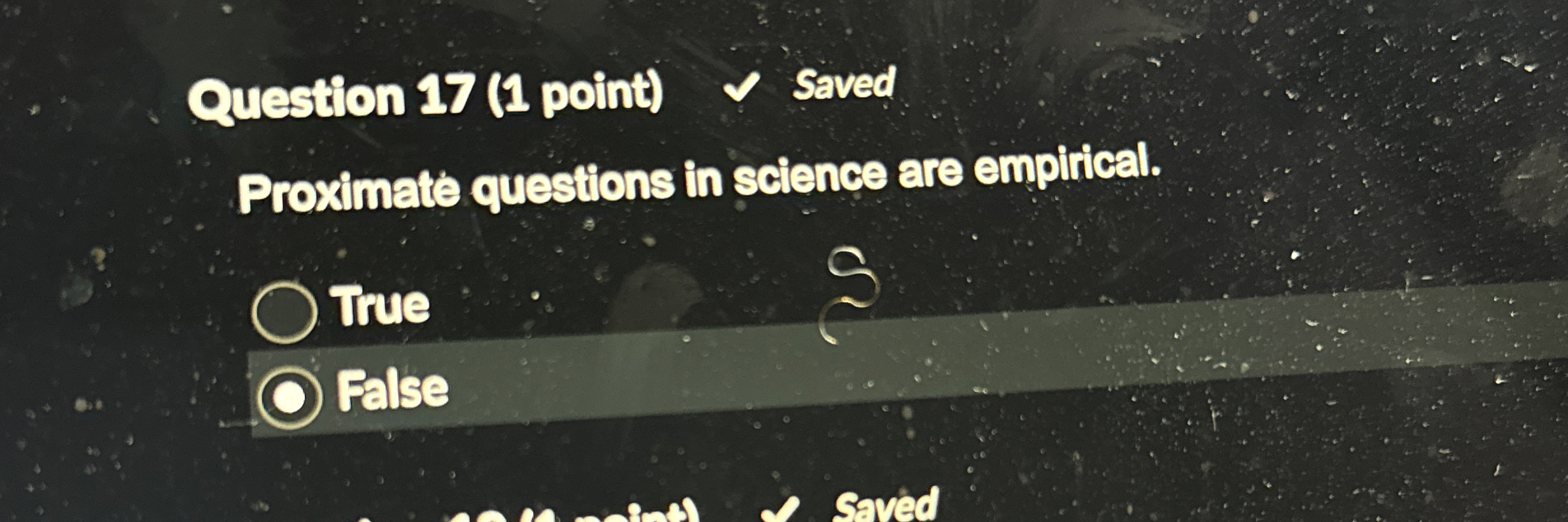 Solved Question 17 (1 ﻿point)SavedProximate questions in | Chegg.com