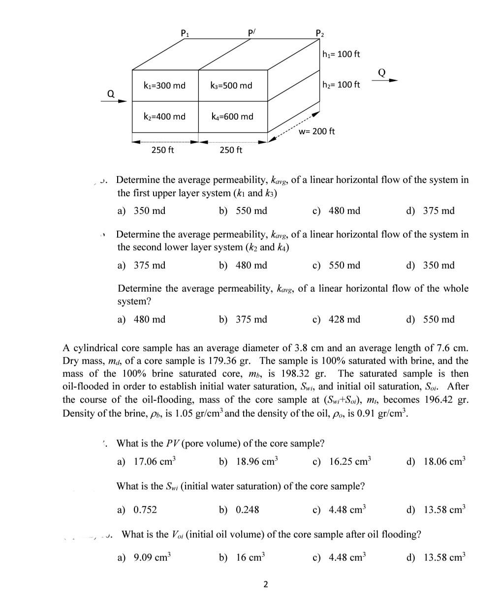 Solved Ј. Determine the average permeability, kavg, , of a | Chegg.com