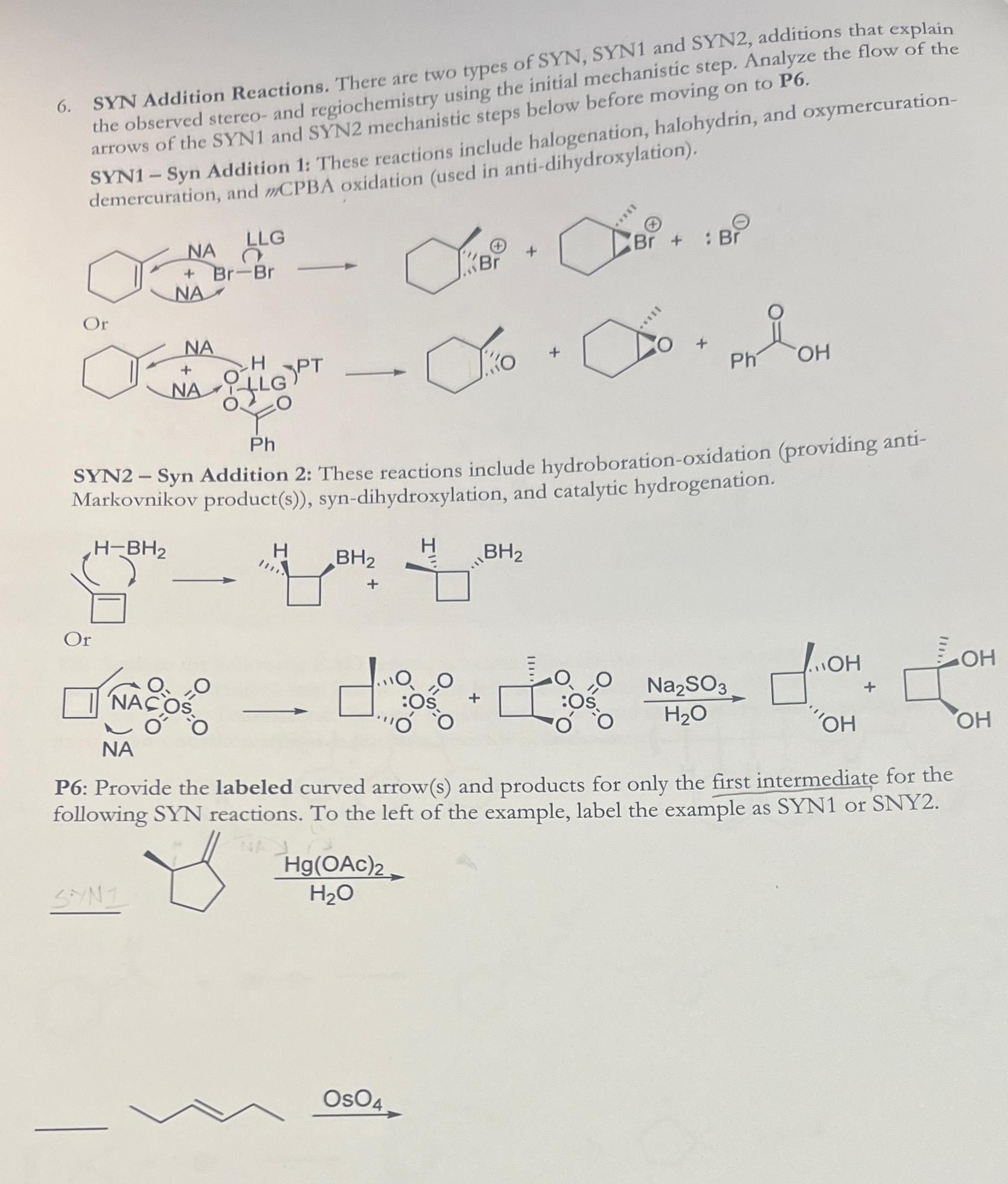 Solved SYN Addition Reactions. There are two types of SYN, | Chegg.com