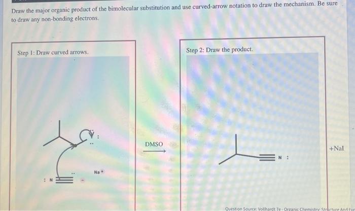 Solved Draw the major organic product of the bimolecular | Chegg.com