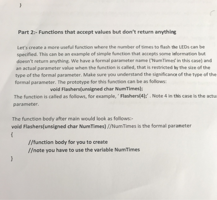 Solved Part 2:- Functions that accept values but don't | Chegg.com