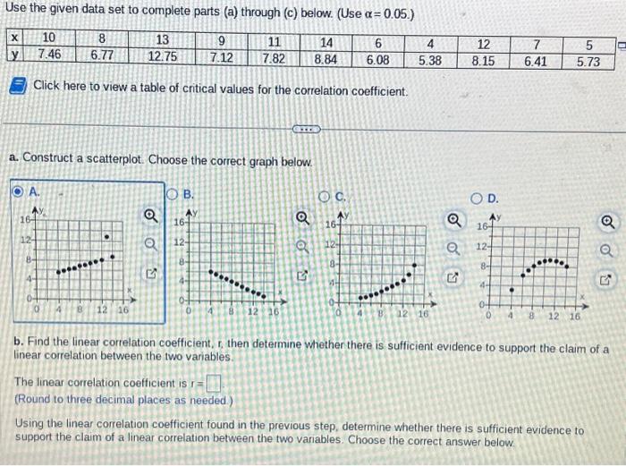 Solved Use the given data set to complete parts (a) through | Chegg.com