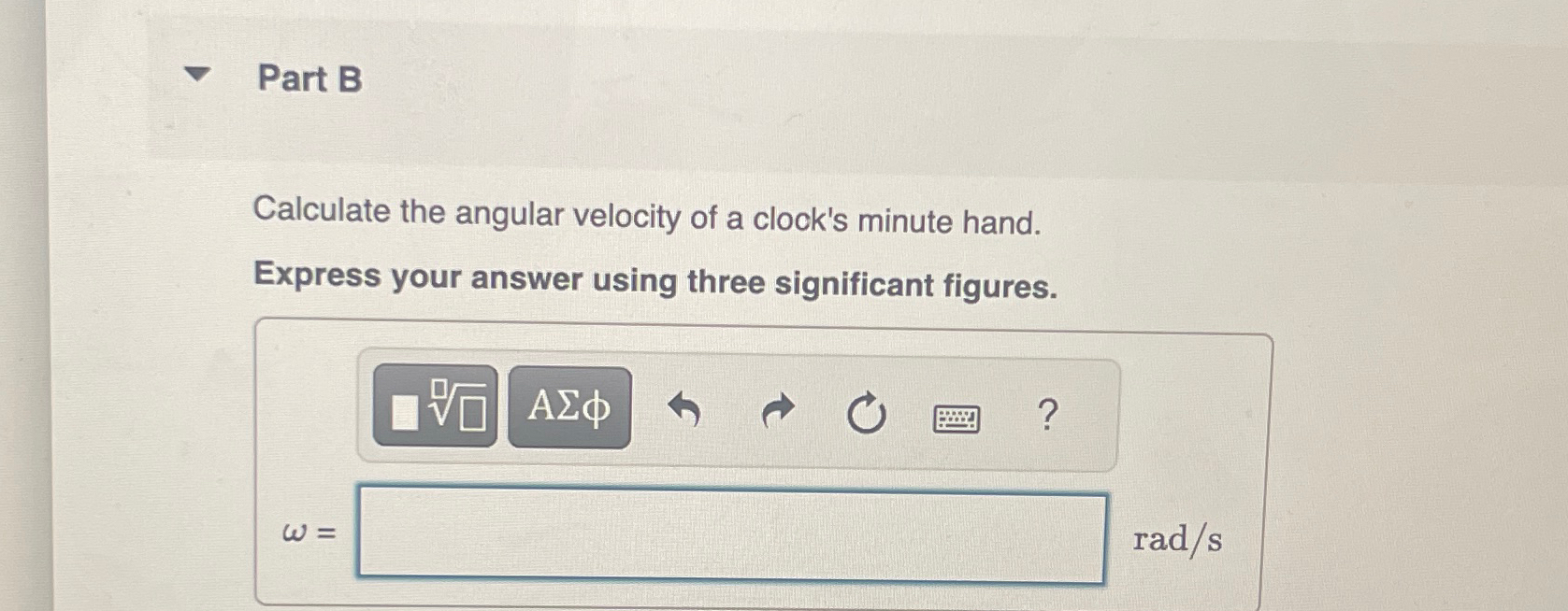 Solved Part BCalculate the angular velocity of a clock's | Chegg.com