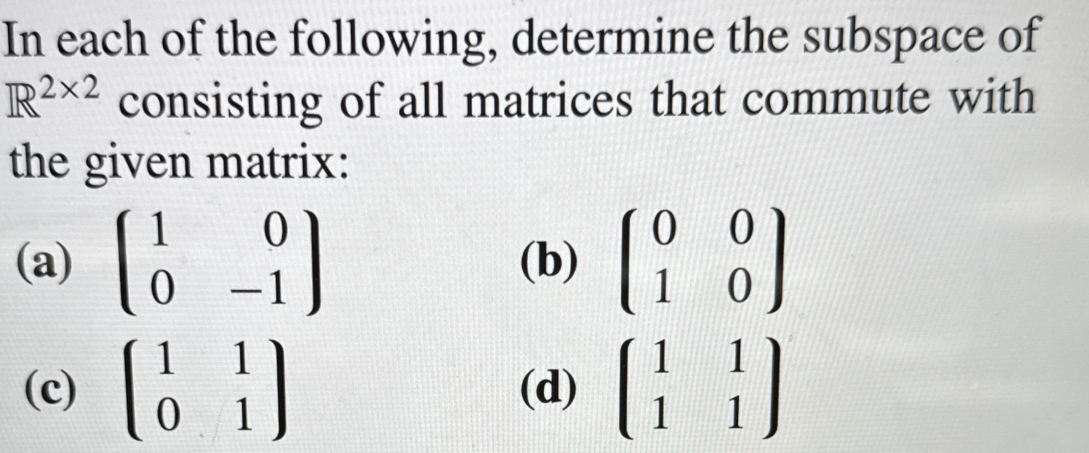 Solved In each of the following, determine the subspace | Chegg.com