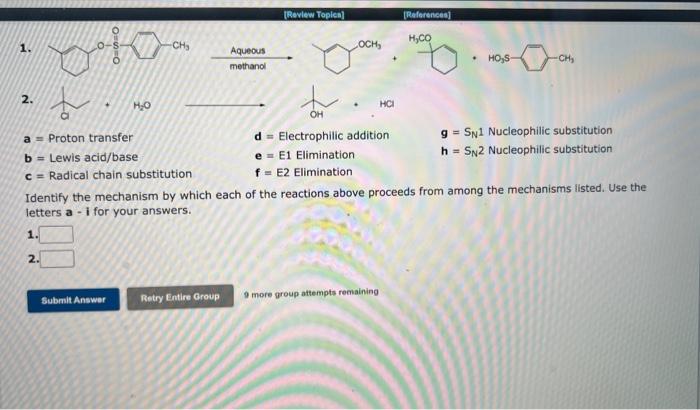 Solved 1. 2. a= Proton transfer d= Electrophilic addition | Chegg.com