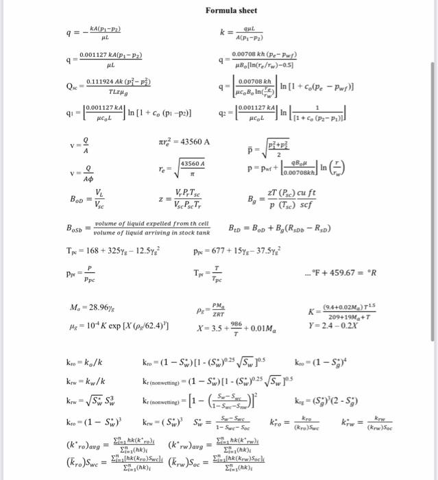 Solved Gas formation volume factors, B, are calculated with | Chegg.com