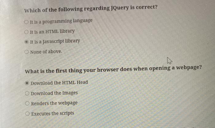 Solved Which of the following regarding JQuery is correct? | Chegg.com