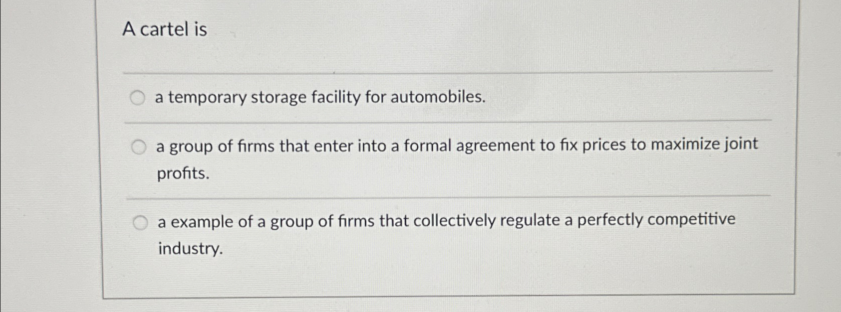 Solved A cartel isq,a temporary storage facility for | Chegg.com