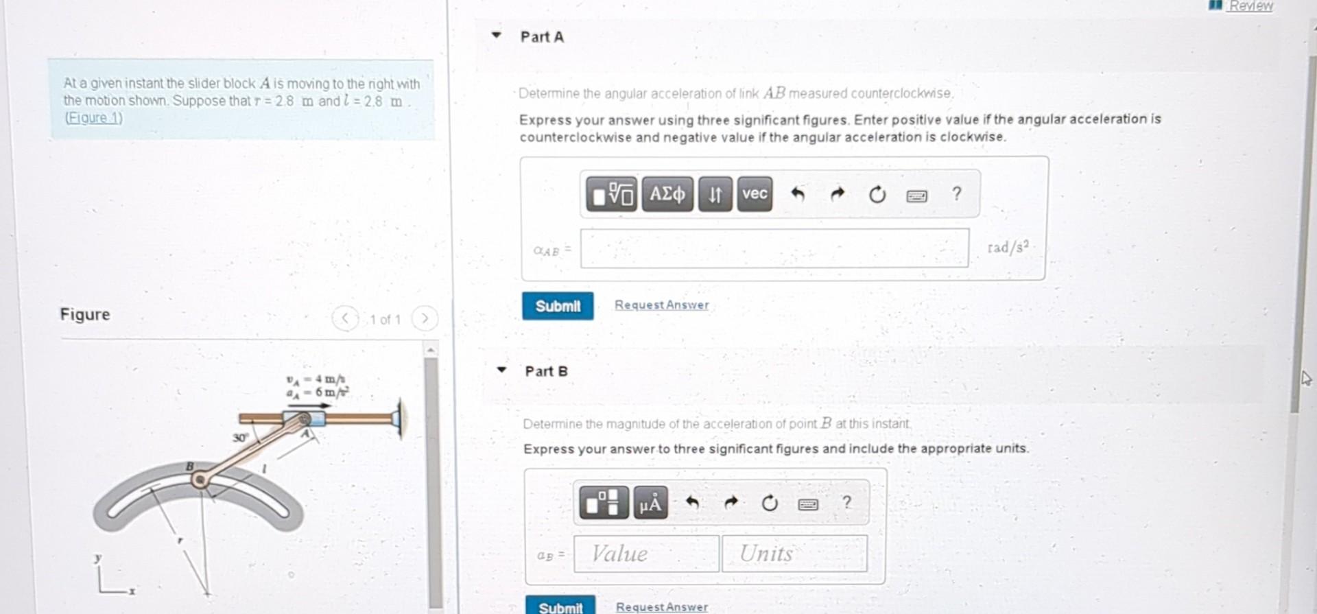 Solved At a given instant the slider block A is moving to | Chegg.com