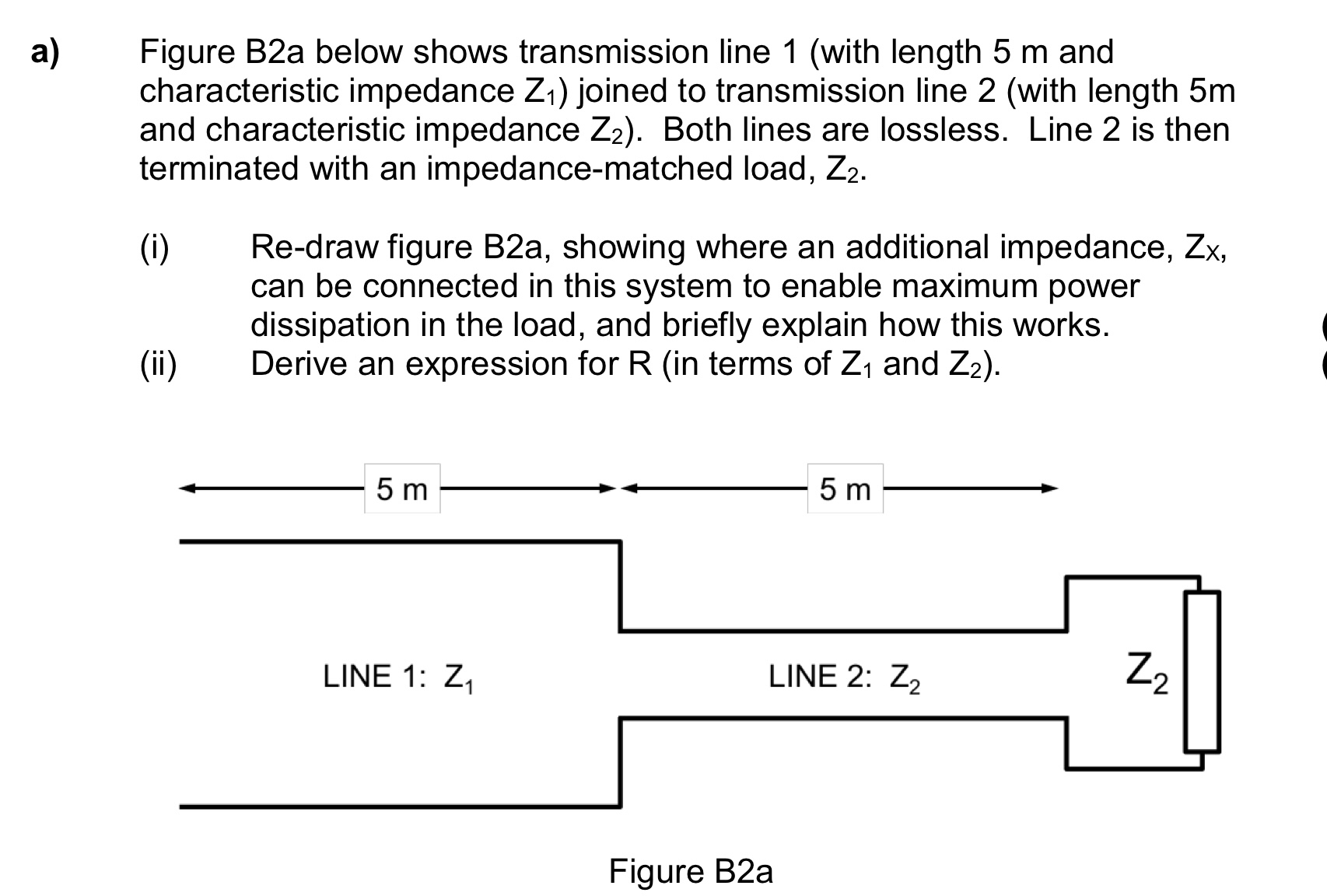 a) ﻿Figure B2a below shows transmission line 1 (with | Chegg.com
