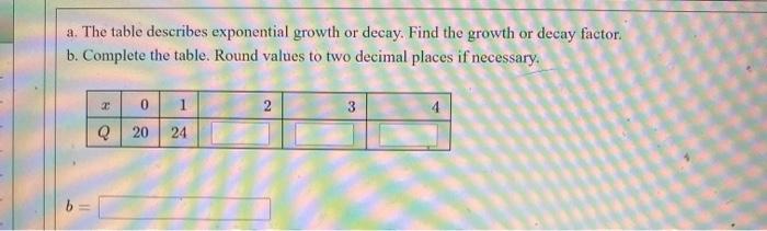 Solved a. The table describes exponential growth or decay. | Chegg.com