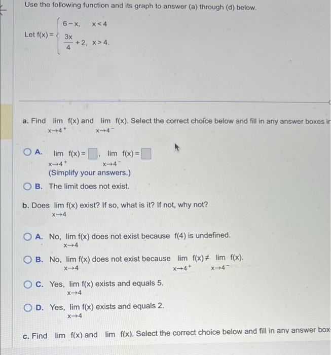 Solved Use the following function and its graph to answer | Chegg.com