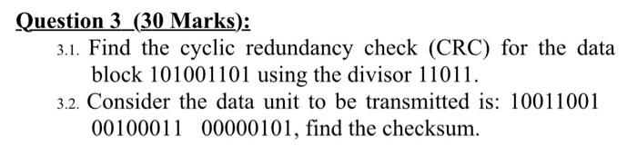 Solved Question 3 ( 30 Marks): 3.1. Find the cyclic | Chegg.com