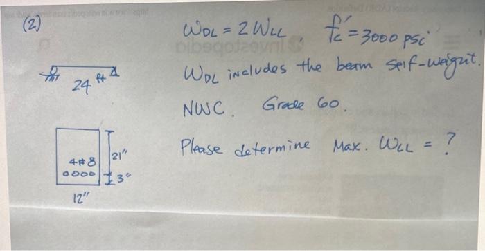 Solved Given: fc′=4ksc Grade 60 steel. NWC. LL=50 psf. DL=80 | Chegg.com