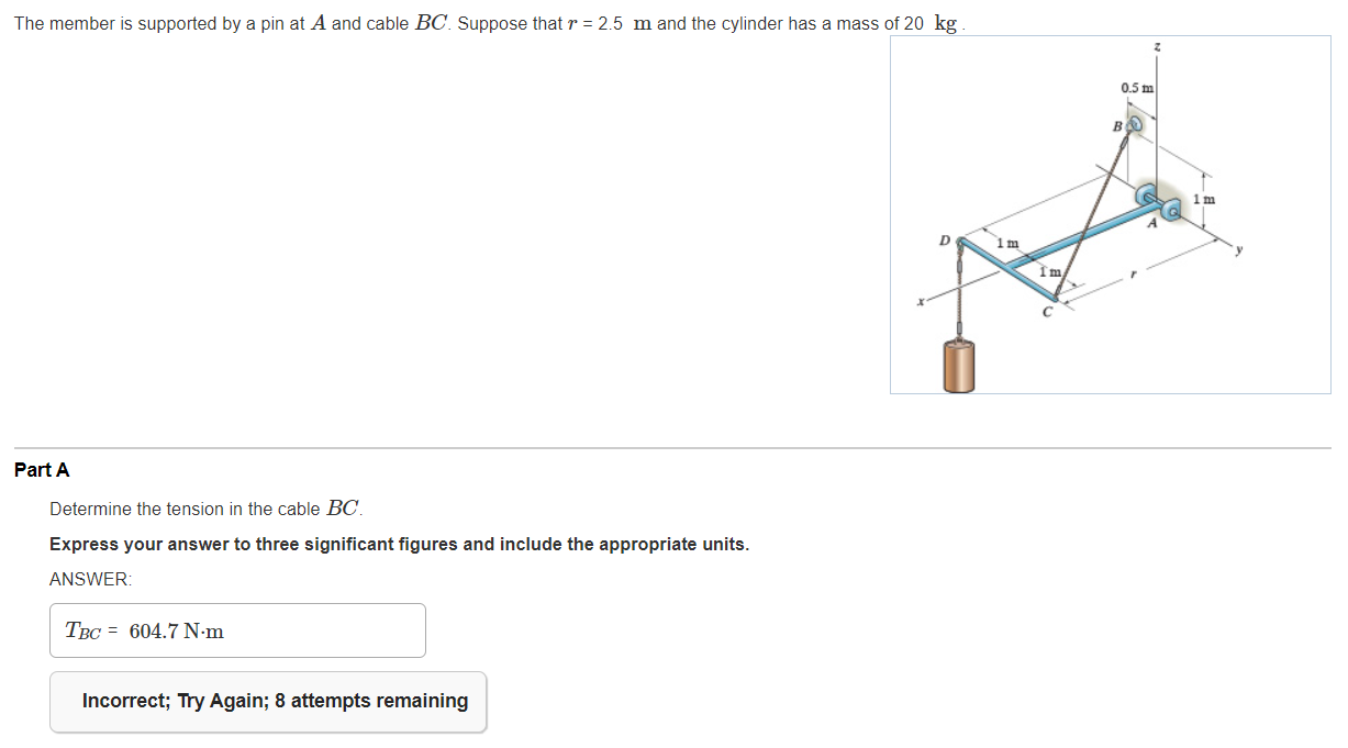 Solved Part BDetermine the components of reaction force at | Chegg.com