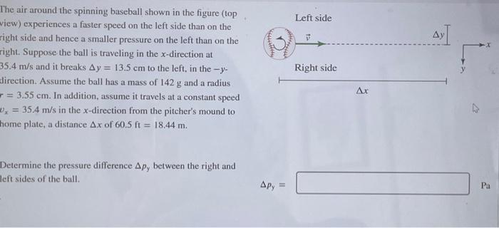 Solved The air around the spinning baseball shown in the | Chegg.com