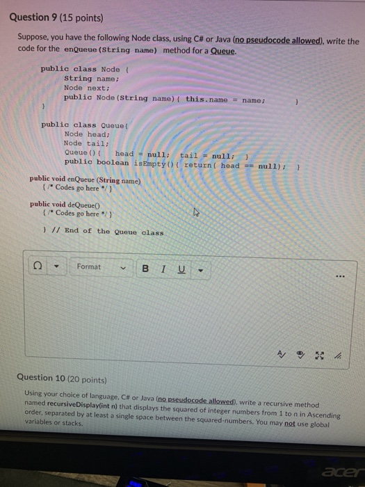 Solved Question 9 (15 points) Suppose, you have the | Chegg.com