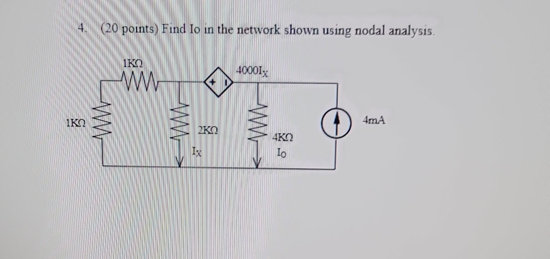 Solved (20 points) Find Io in the network shown using nodal | Chegg.com Solved (20 points) Find Io in the network shown using nodal | Chegg.com