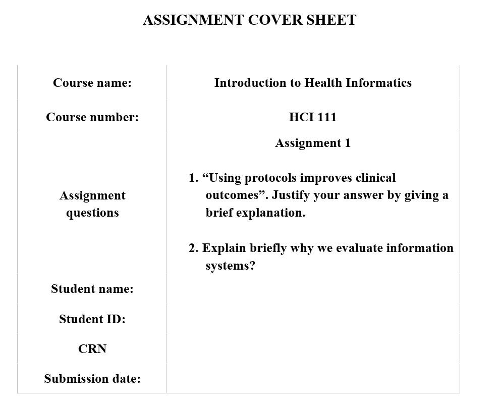 Solved ASSIGNMENT COVER SHEET Introduction to Health | Chegg.com