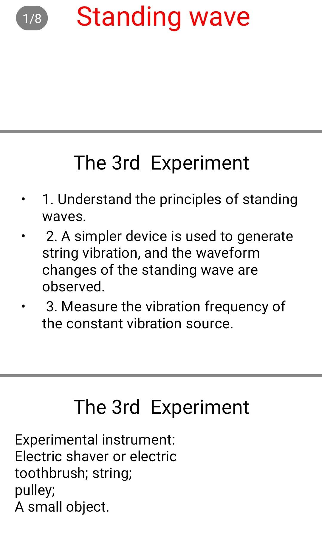 Solved 1/8 Standing wave The 3rd Experiment . . 1. | Chegg.com