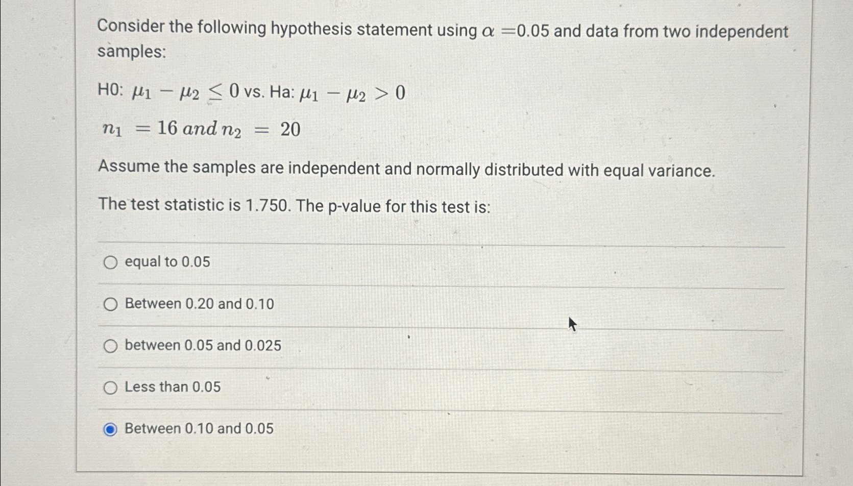 Solved Consider the following hypothesis statement using | Chegg.com