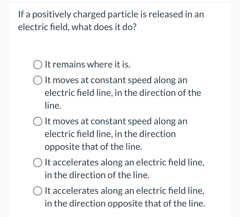 Solved If a positively charged particle is released in | Chegg.com