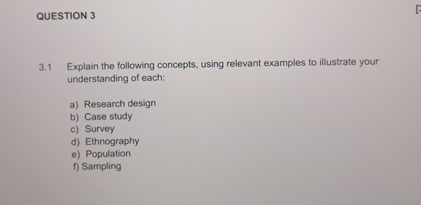 Solved QUESTION 33.1 ﻿Explain the following concepts, using | Chegg.com