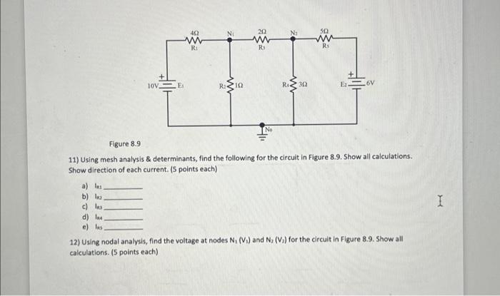 Solved Figure 8. 11) Using mesh analysis \& determinants, | Chegg.com
