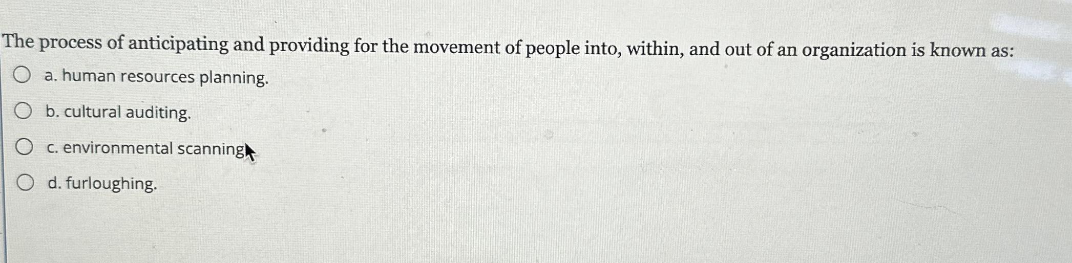 Solved The process of anticipating and providing for the | Chegg.com