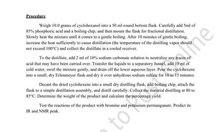 Solved Lab 8: Dehydration of Cyclohexanol The following | Chegg.com