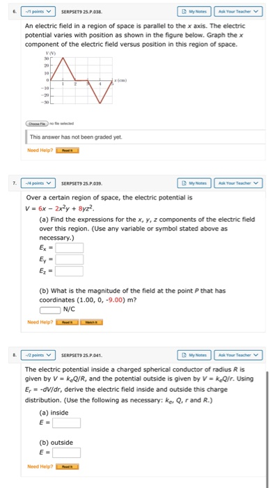 Solved Points My Notes Your Teacher An Electric Field In A