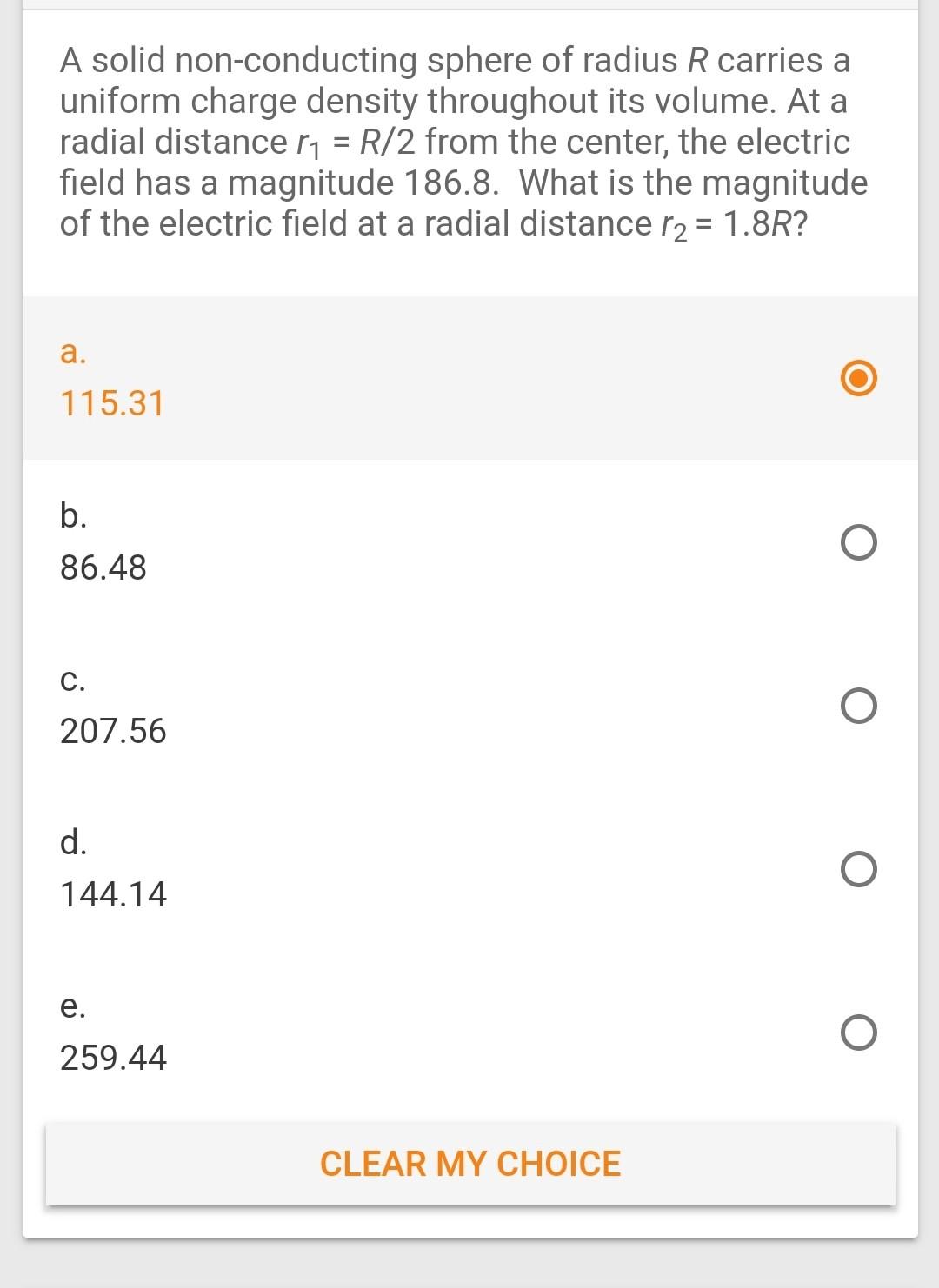 Solved A solid non-conducting sphere of radius R carries a | Chegg.com