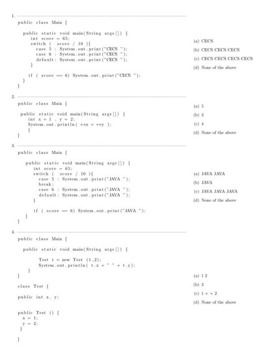 Solved 1 public class Main public statie void main(String | Chegg.com