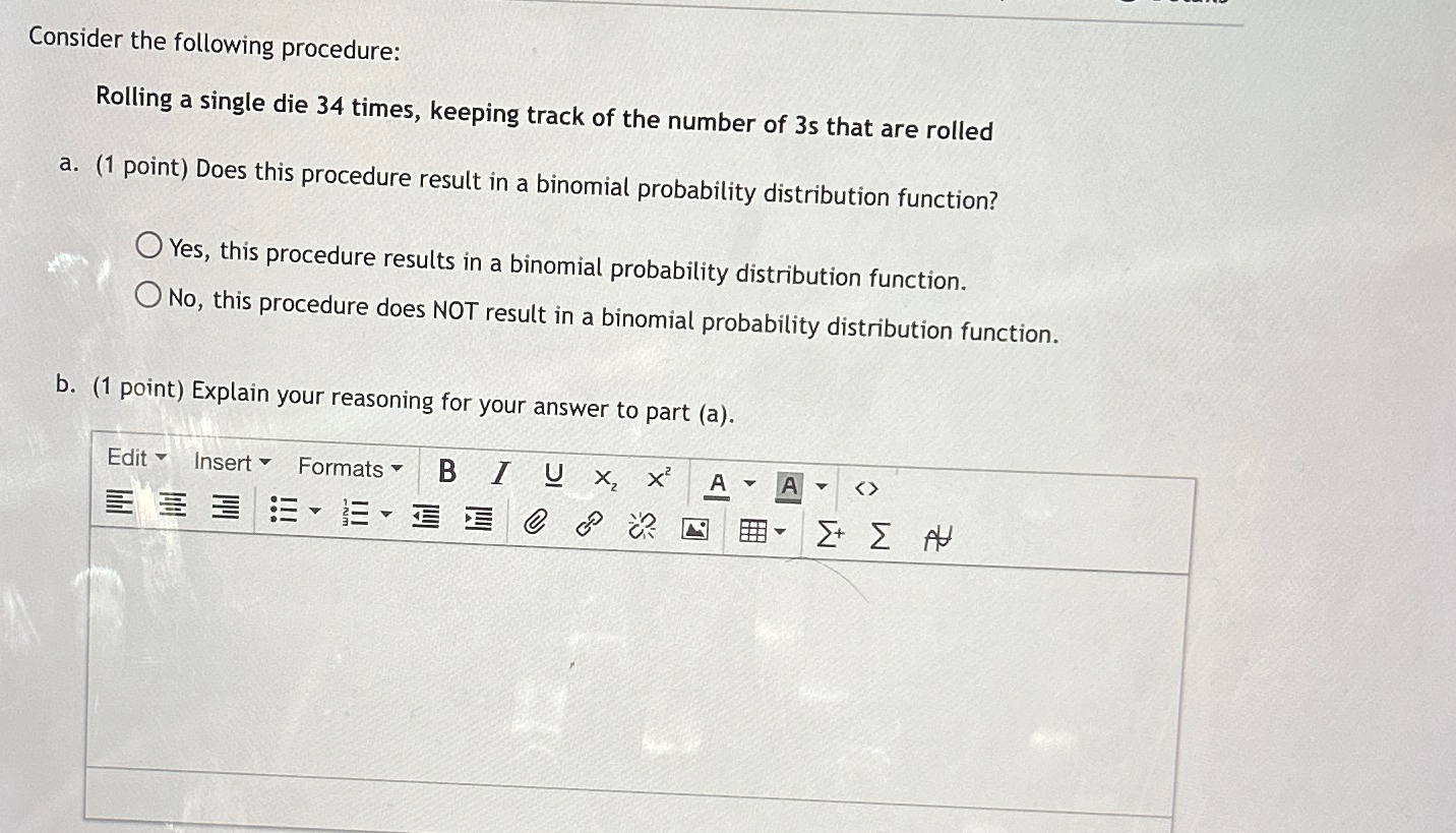 Solved Consider the following procedure:Rolling a single die | Chegg.com