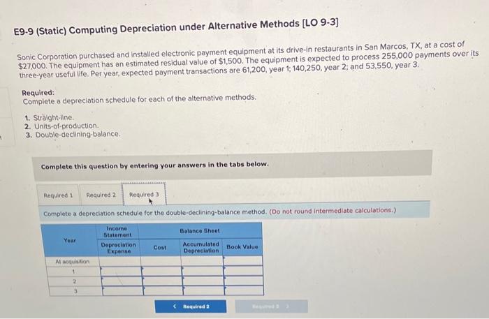 Solved E9-9 (Static) Computing Depreciation under | Chegg.com