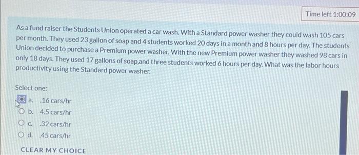 Solved Time left 1:00:09 As a fund raiser the Students Union | Chegg.com