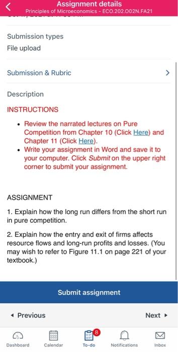 Solved Assignment details Principles of Microeconomics - ECO | Chegg.com