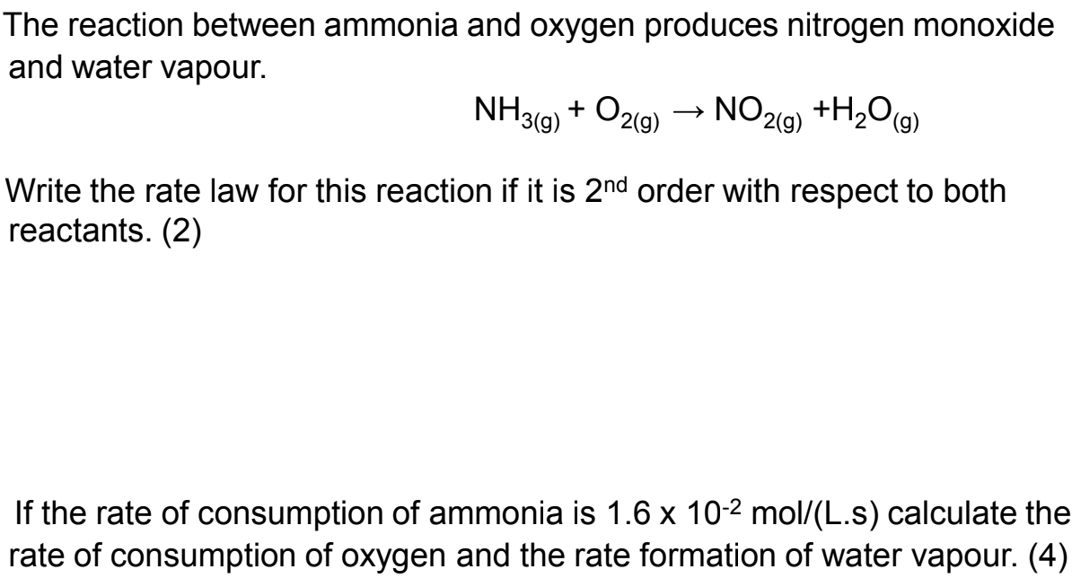 Solved The reaction between ammonia and oxygen produces | Chegg.com