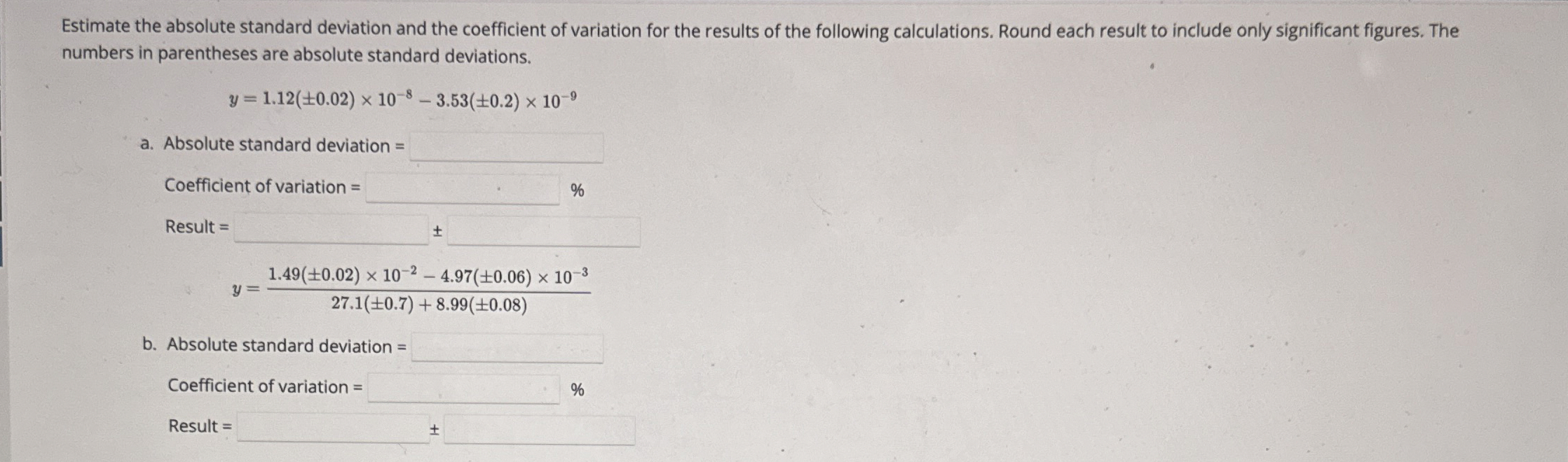 Estimate the absolute standard deviation and the | Chegg.com
