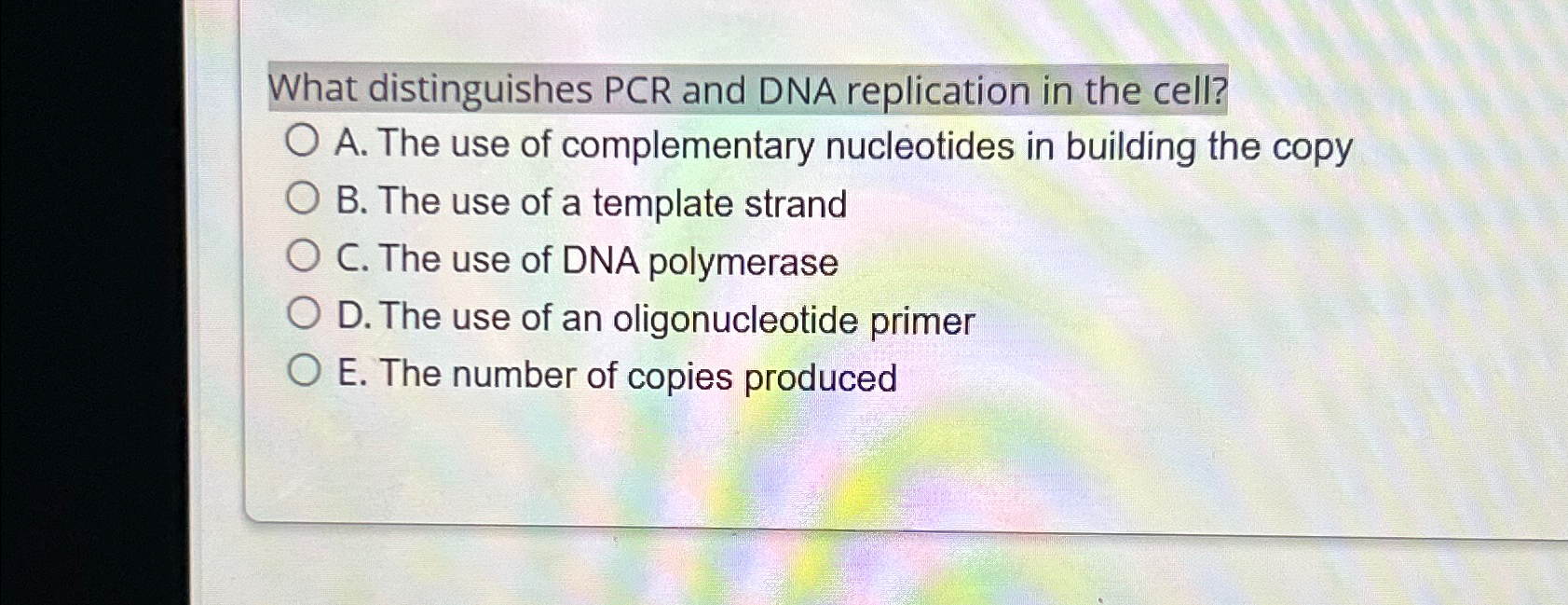 Solved What distinguishes PCR and DNA replication in the | Chegg.com