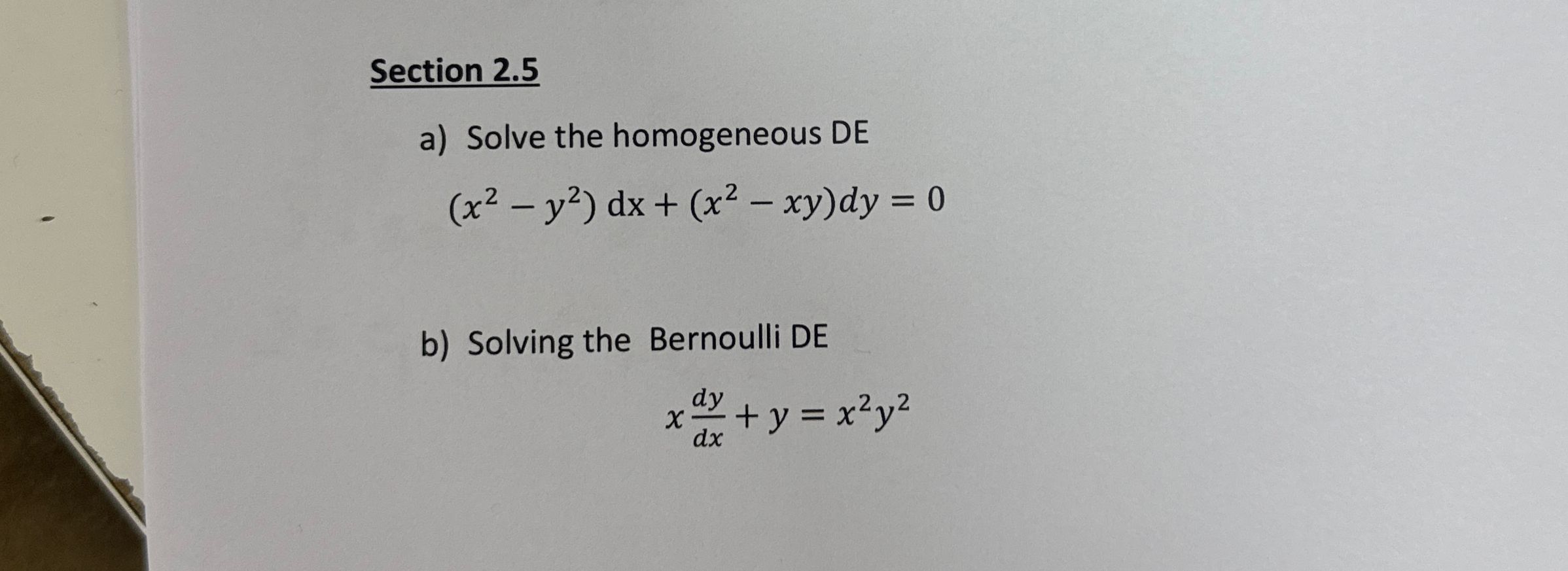 Solved Section 2.5a) ﻿Solve the homogeneous | Chegg.com
