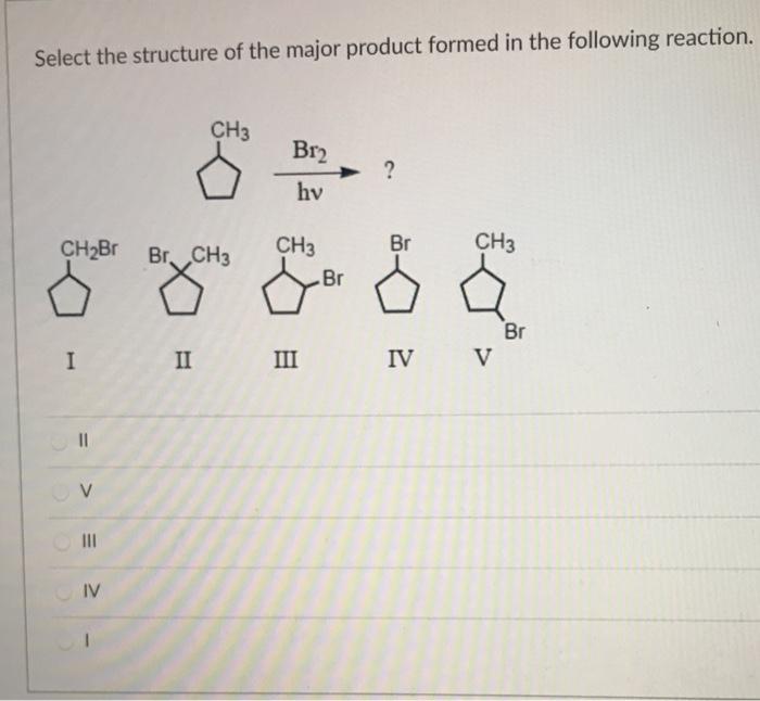 Solved Select the structure of the major product formed in | Chegg.com